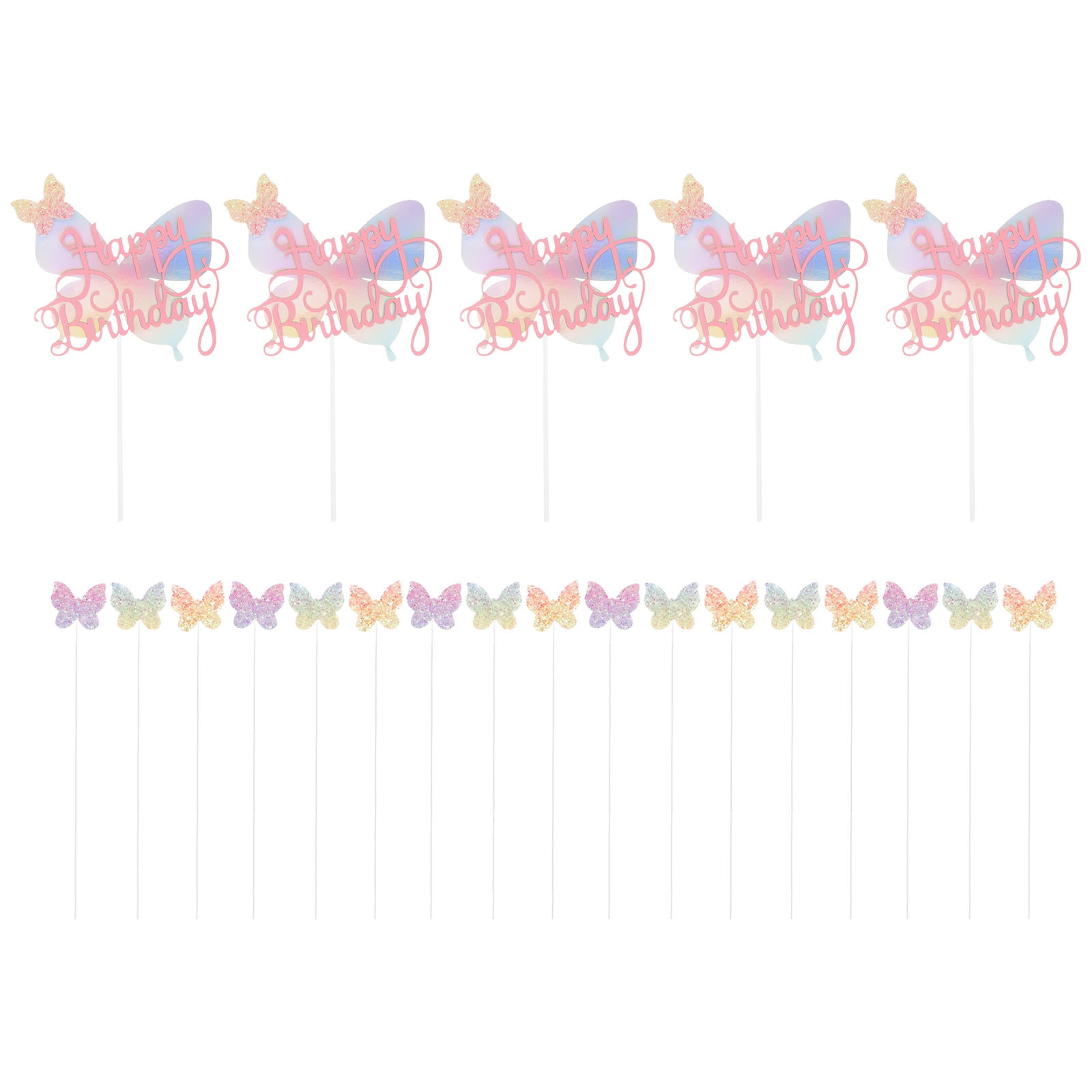 GOOHOCHY 30Pcs Butterflies Cake Topper Cupcake Toppers Birthday for ...