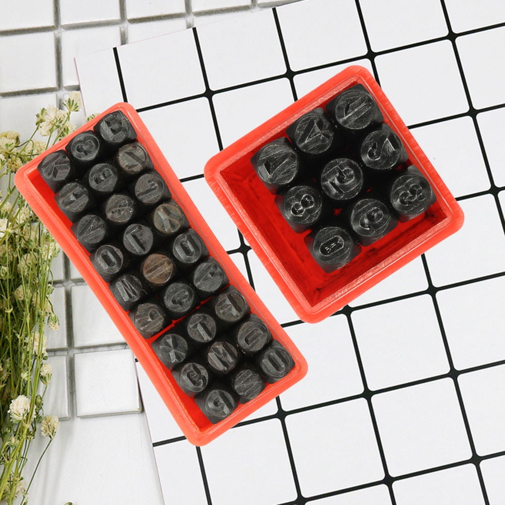 GOOHOCHY 36pcs Steel Alphabet Stamps for Printing with Assorted Color ...