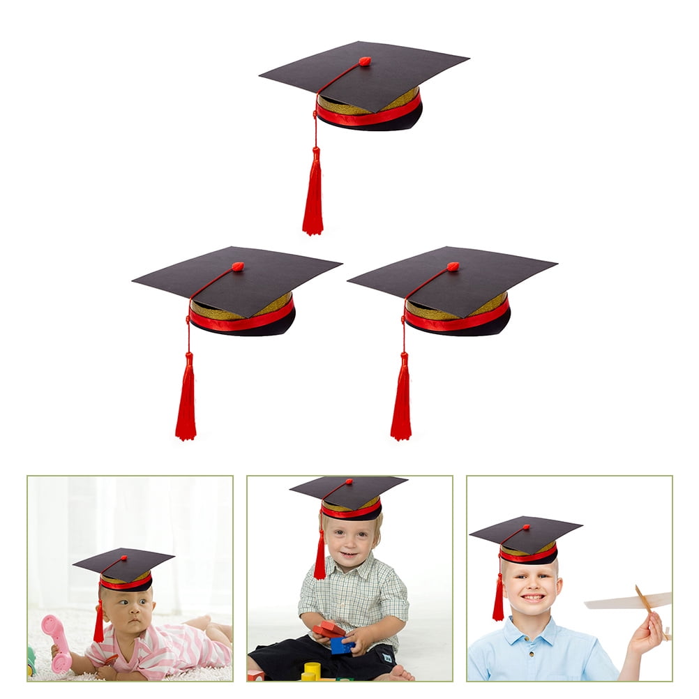 GOOHOCHY 3Sets Black Graduation Caps for Kids with Square Shape and ...