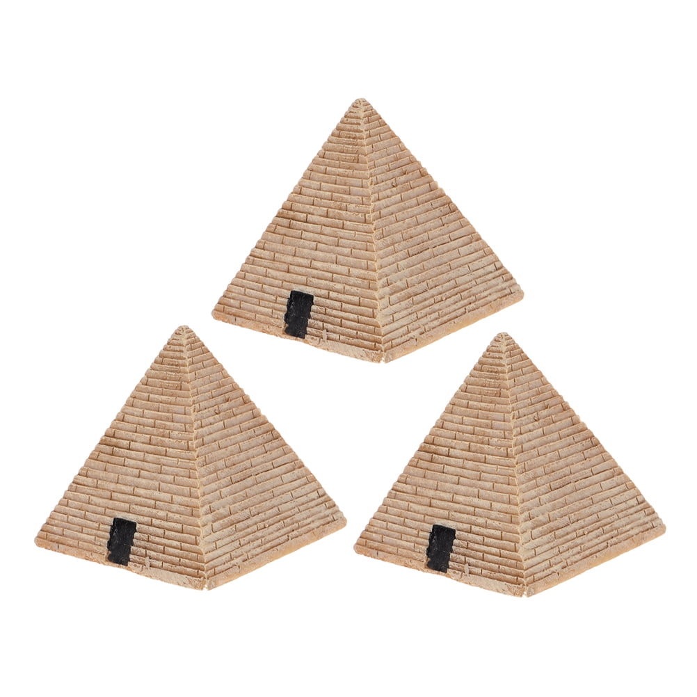 GOOHOCHY 3pcs Pyramid Layout Decor Mini Ancient Egypt Pyramid Sculpture ...