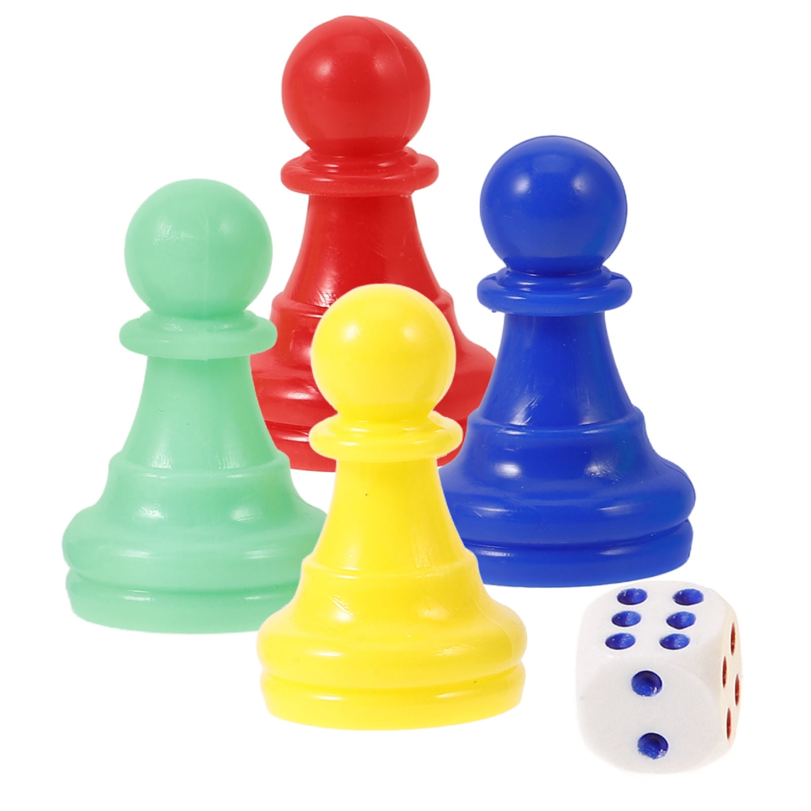 GOOHOCHY 4-Color Chess Pieces and Dice Set Plastic Pawn Chess Pieces ...