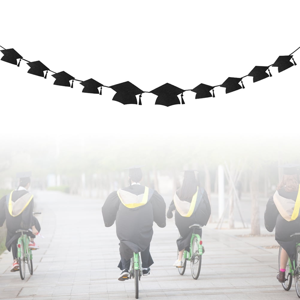 GOOHOCHY 4 Meter Graduation Banners Doctoral Hat Shaped Photo Garlands ...