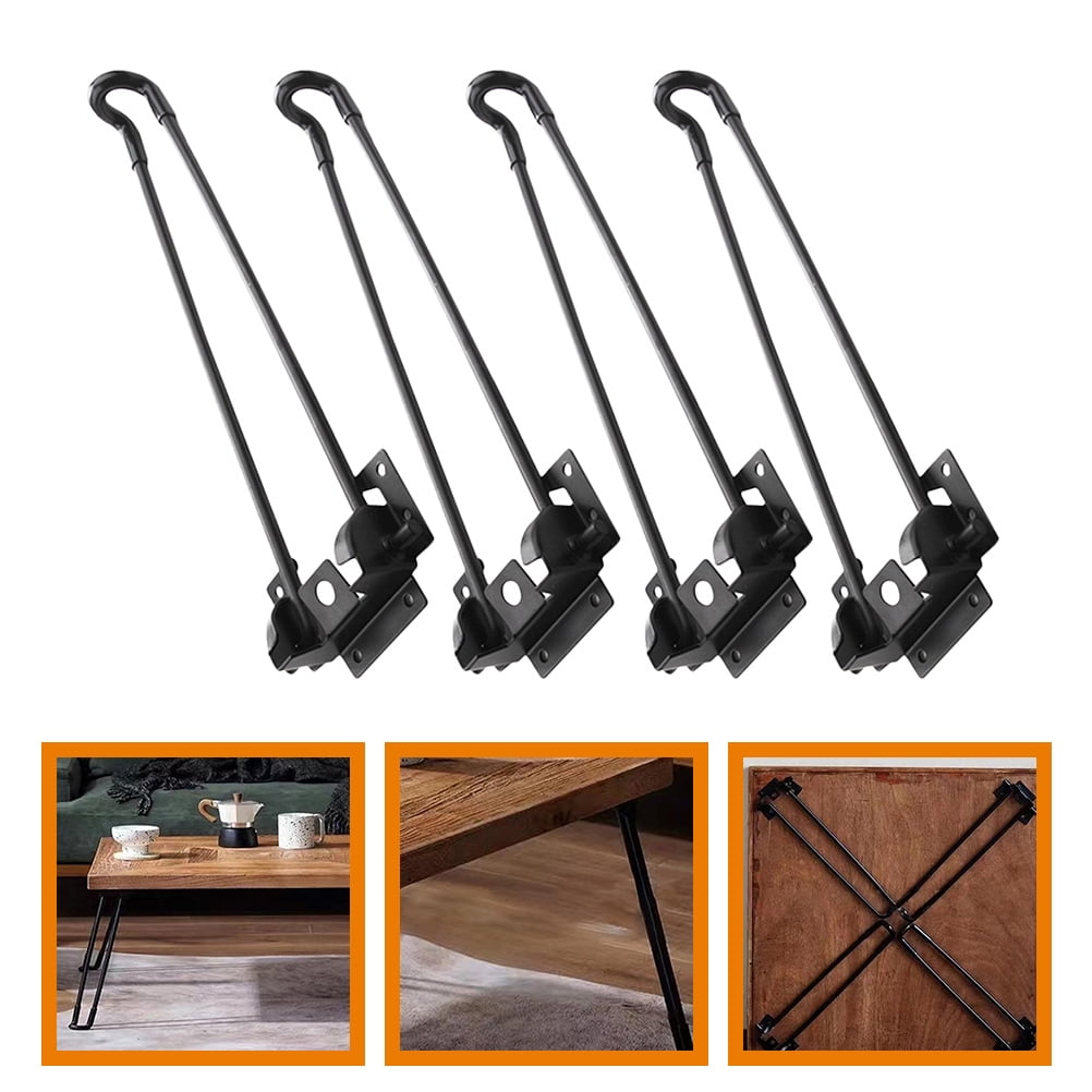 GOOHOCHY 4-Piece Heavy Duty Black Metal Table Legs for Bench, Foldable ...