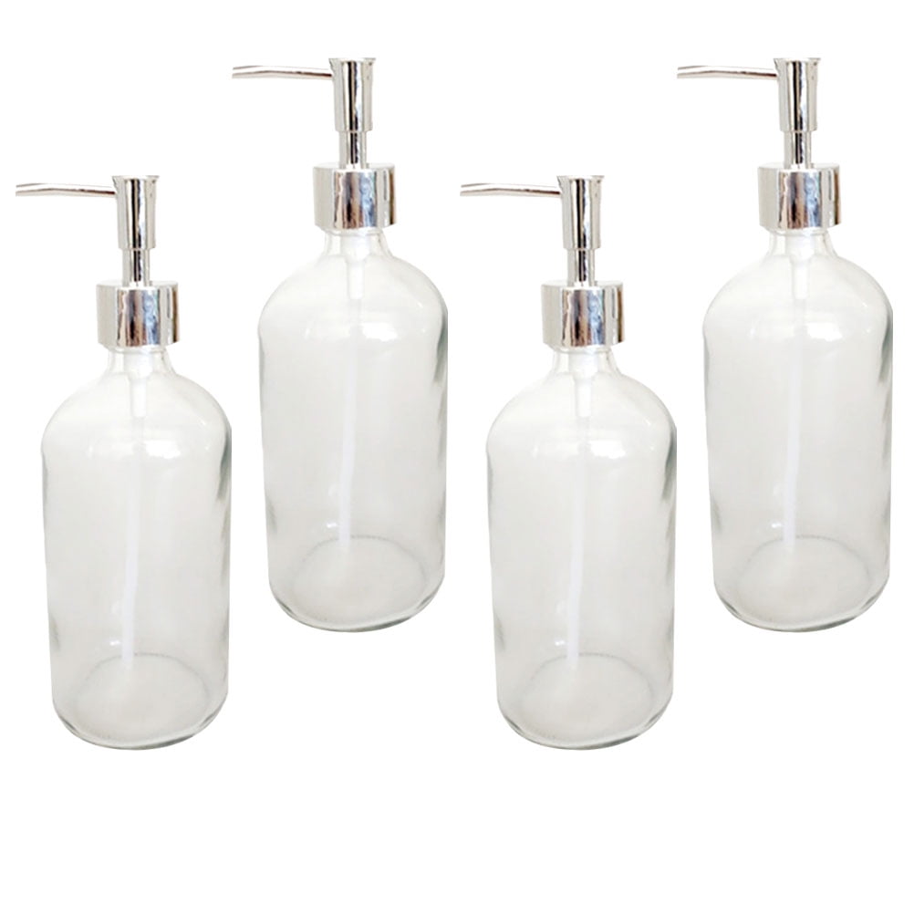 GOOHOCHY 4 Pcs 500ML Glass Soap Liquid Bottle Empty Glass Pump Lotion ...