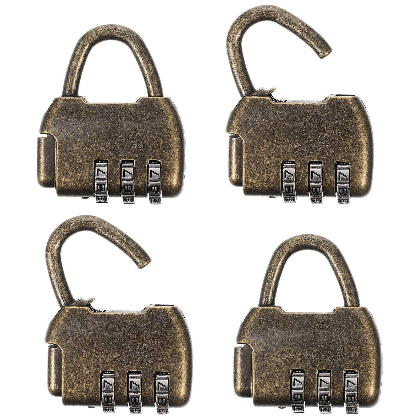 GOOHOCHY 4 Pcs Digital Code Lock Travel Padlock Combination Antique ...
