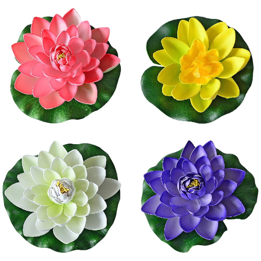 GOOHOCHY 4 Pcs Floating Lilies for Pool Pond Plants Water Lily Decor ...