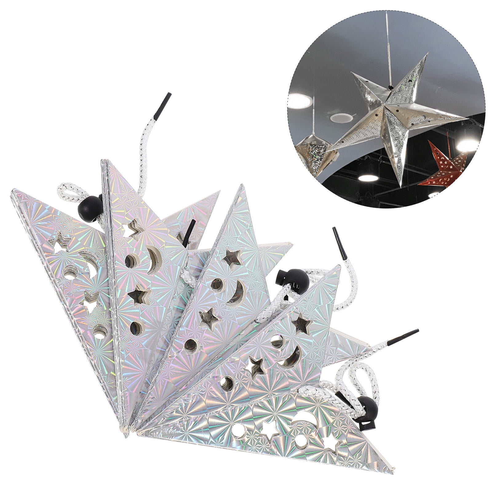 GOOHOCHY 4 Pcs Star Christmas Tree Topper Hanging Pentagram Lamp ...