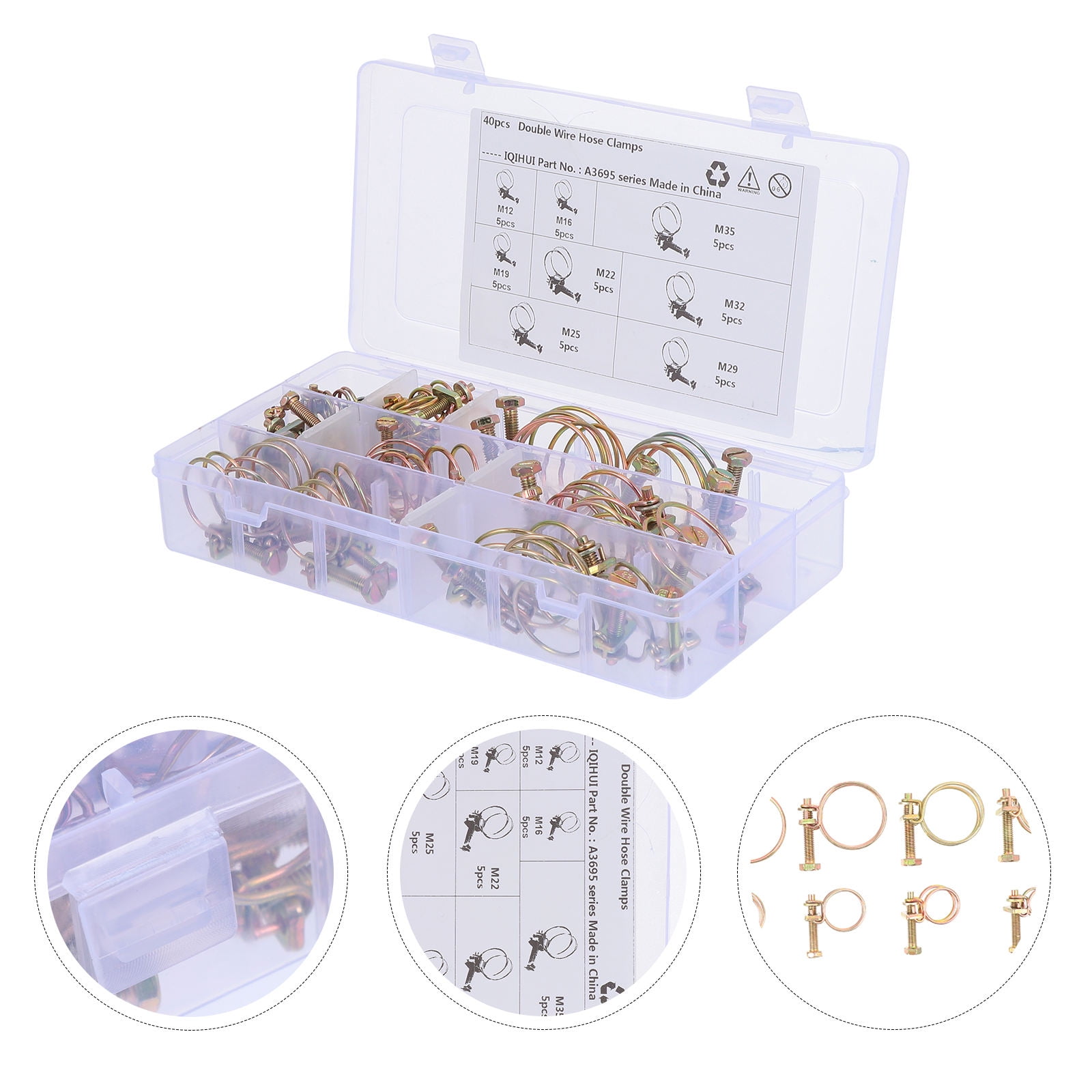 GOOHOCHY 40 Pcs Double Wire Hose Clamp Clamps Bolt Tube Water ...