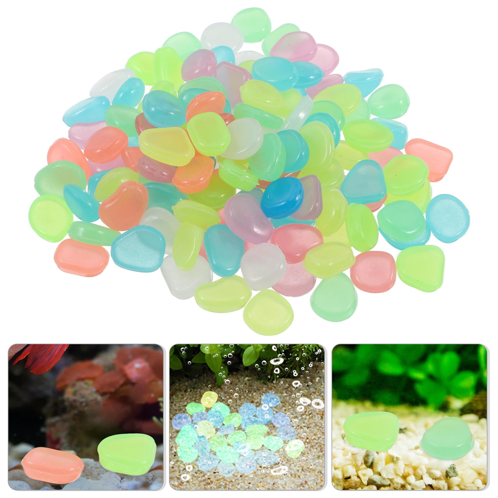 GOOHOCHY 400pcs Fish Tank Colored Stones Decorations Garden Stones Glow ...