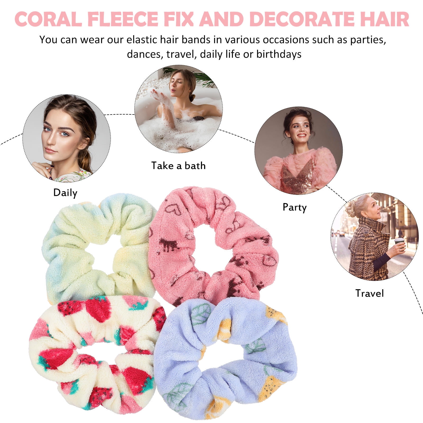 GOOHOCHY 4Pcs Hair Scrunchies for Thin Hair Round Shape Ponytail ...