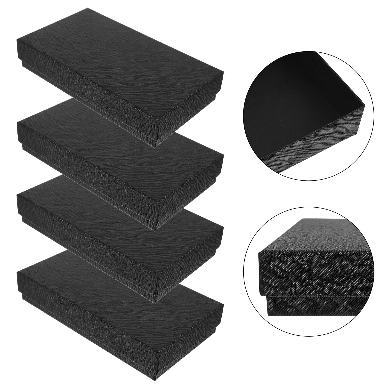 GOOHOCHY 4-Pack Small Jewelry Boxes with Lids, Black Cardboard ...