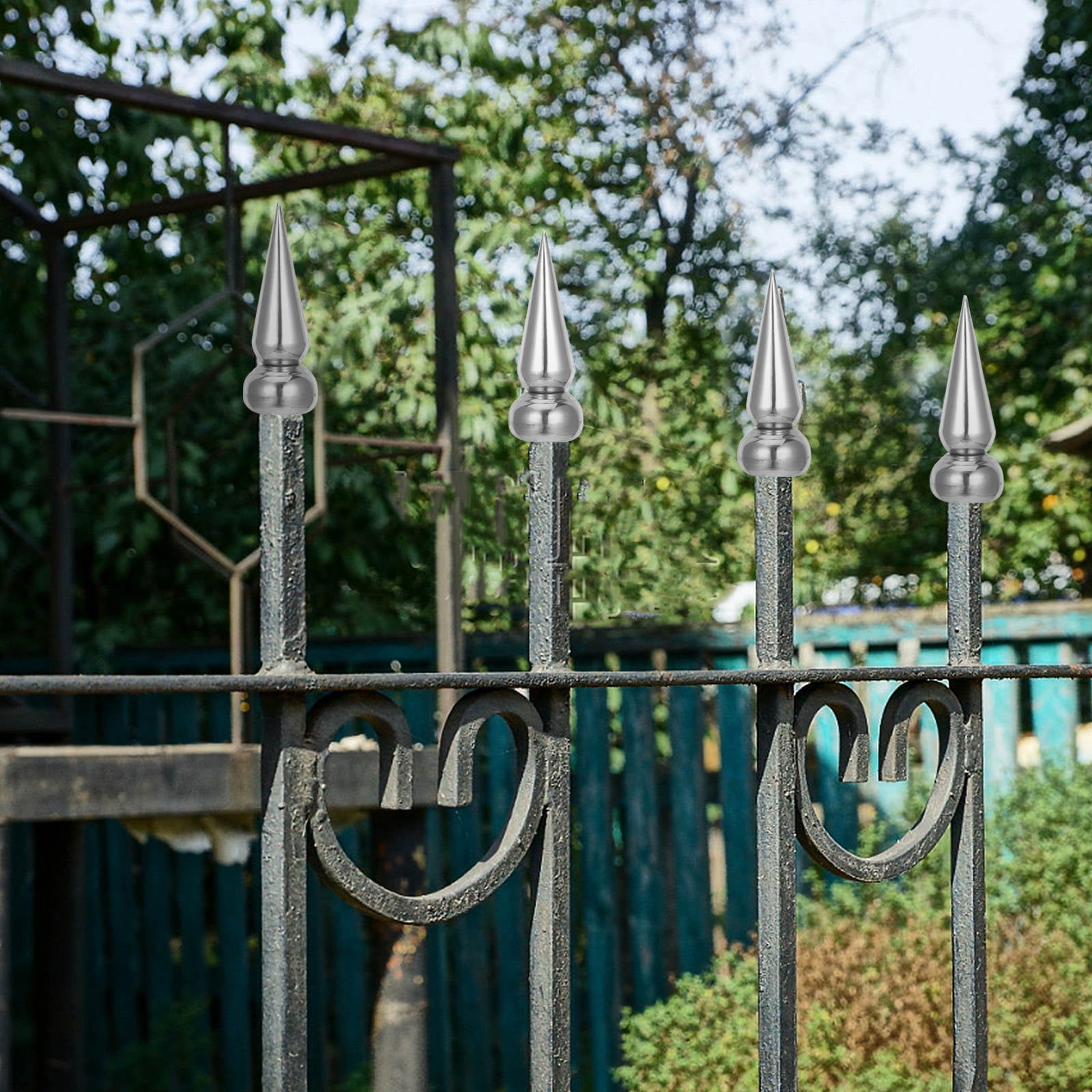 GOOHOCHY 4pcs Fence Finials Stainless Steel Gate Fence Post Finials ...