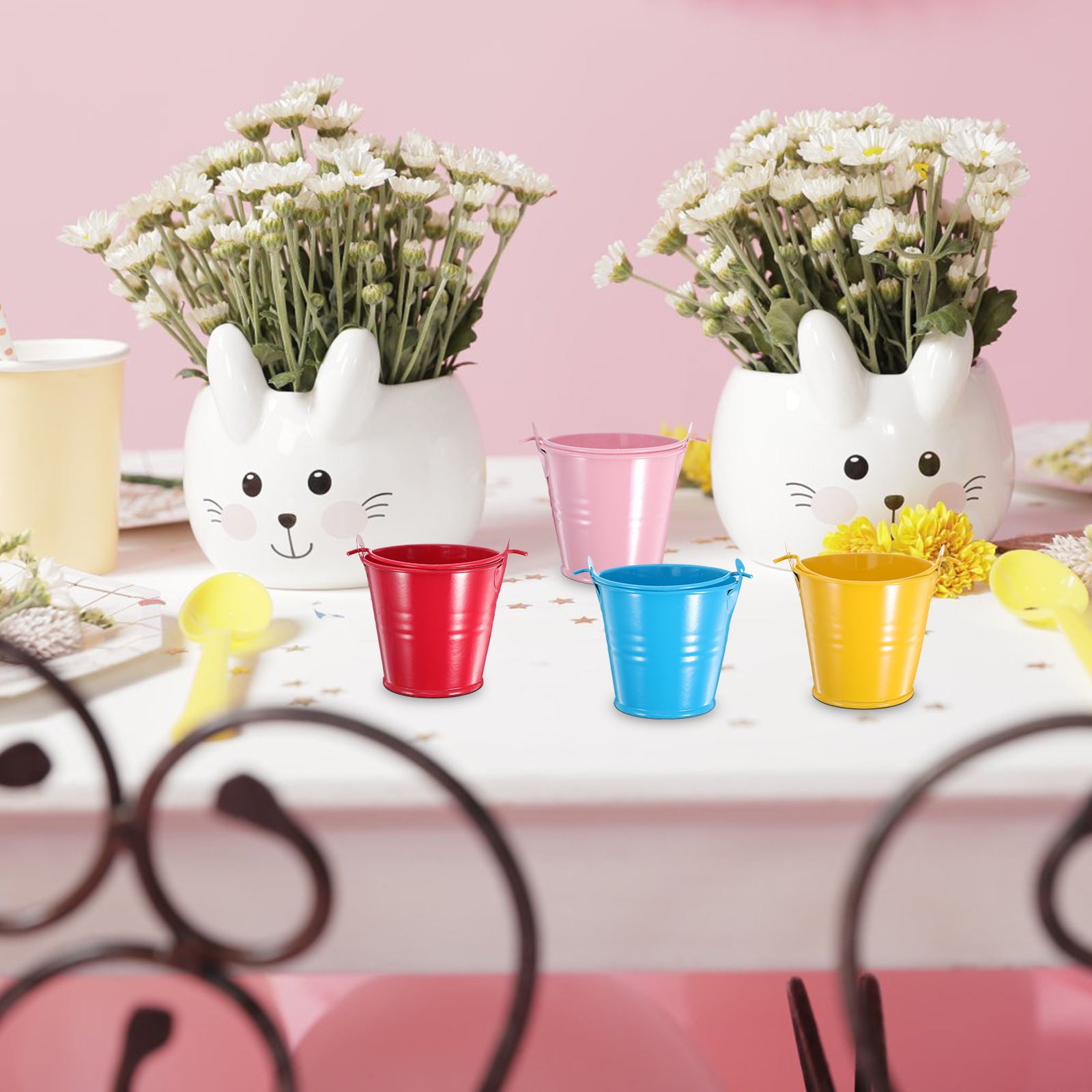 GOOHOCHY 4pcs Mini Metal Buckets Cute Colored Tin Pails for Candy ...