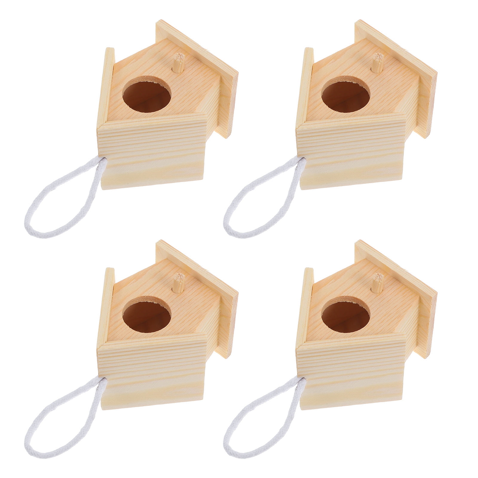 GOOHOCHY 4pcs Unfinished Wood Birdhouses Mini Hanging Bird House Kits ...
