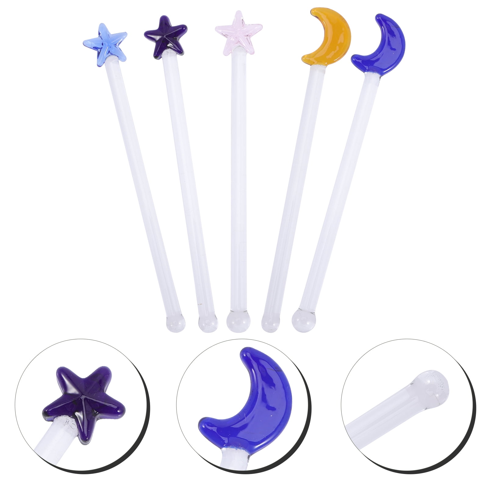 GOOHOCHY 5 Pcs Clear Stick Swizzle Cocktail Stirrers Tea Sticks Travel ...