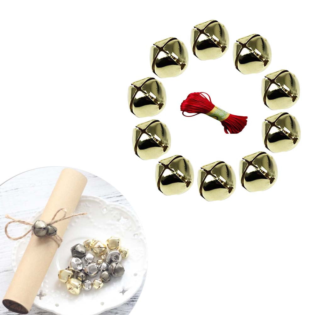 GOOHOCHY 50 Pcs Bell Red Rope Set Miniature Bells for Crafts Christmas ...