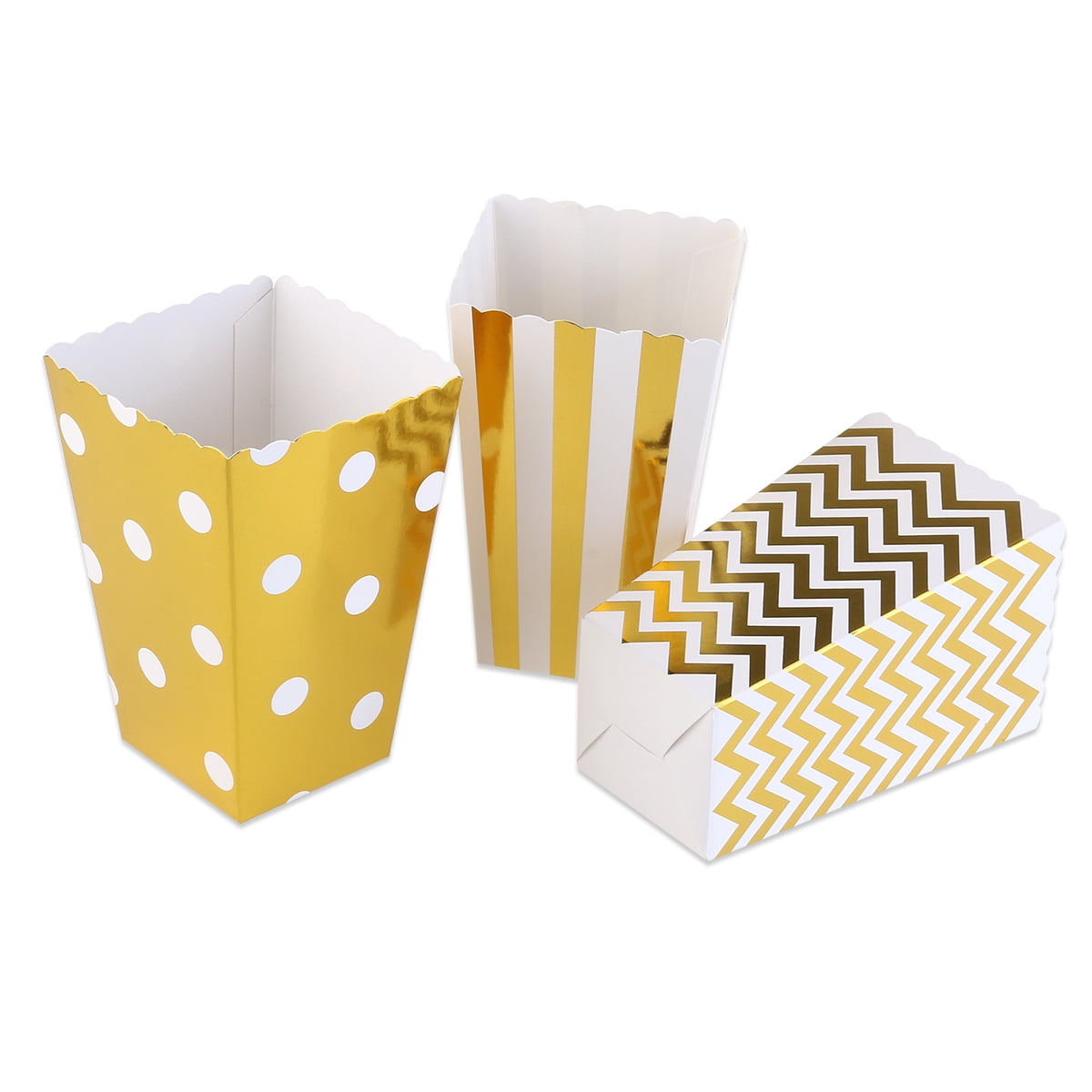 GOOHOCHY 50 Pcs Retro Popcorn Carton Paper Cup Scalloped Candy Box ...