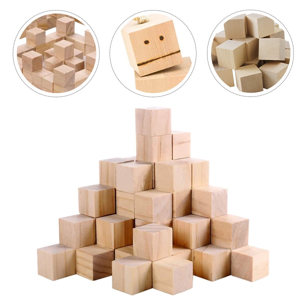 FUTUREORYY Square Wood Craft Cube Khaki Children Blocks Matching 50Pcs ...