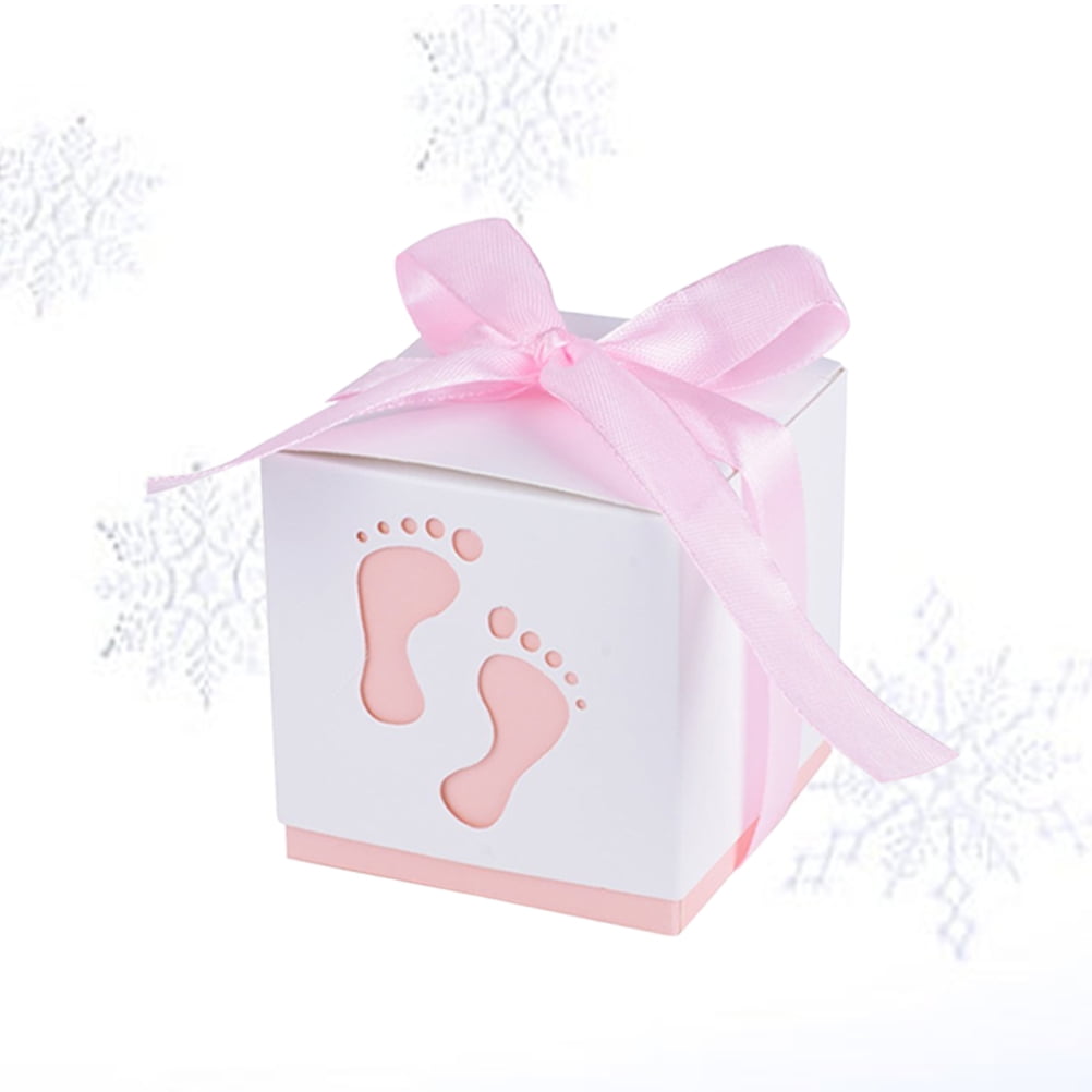 GOOHOCHY 50pcs Footprint Candy Boxes Sweet Gift Boxes Christening Baby ...