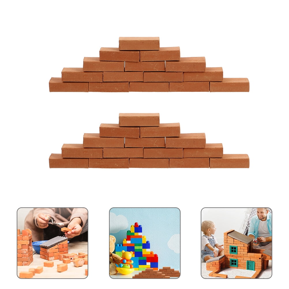 GOOHOCHY 50pcs Mini Red Bricks Tiny Bricks Model Mini Clay Bricks ...
