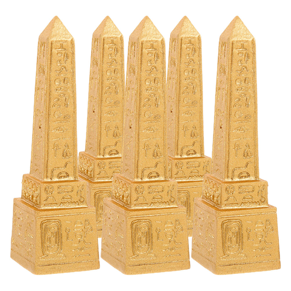 GOOHOCHY 5Pcs Ancient Egypt Obelisk Figurine Golden Resin for Cultural ...