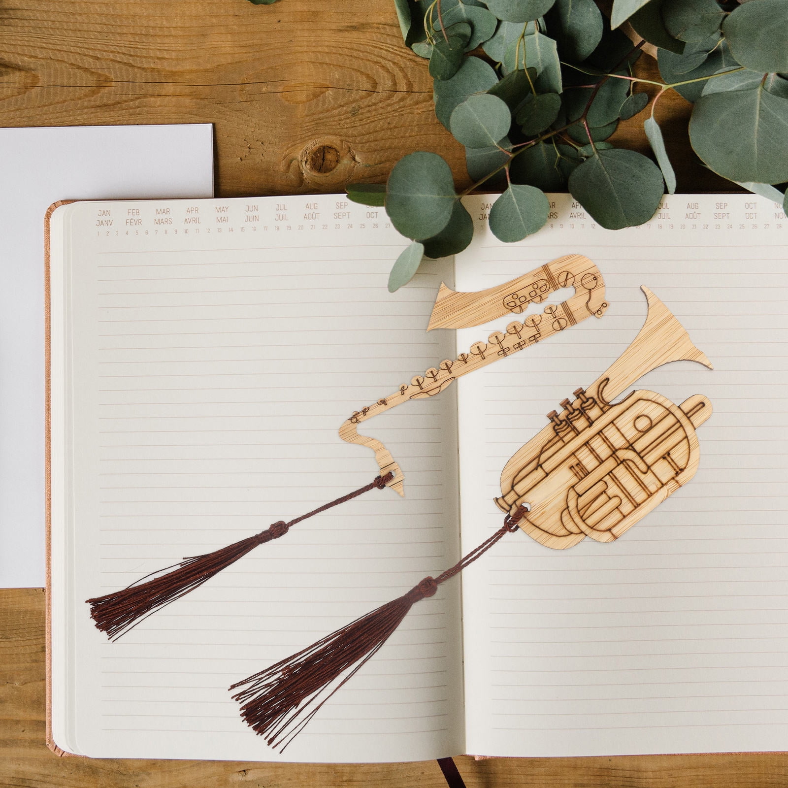 GOOHOCHY 5Pcs Bamboo Bookmark Instrument Modeling Bookmarks Bamboo ...