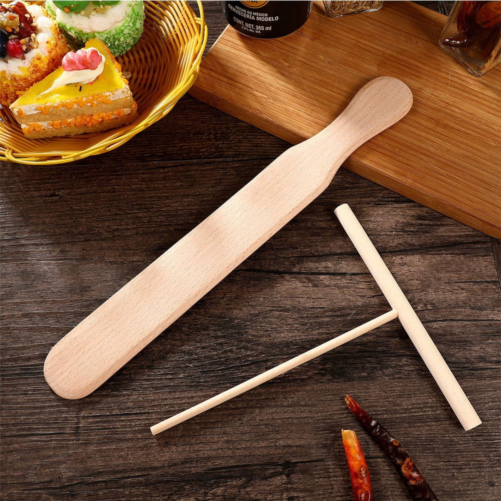 HONMEET Crepe Spreader and Spatula Set, Light Brown Wooden Kitchen ...