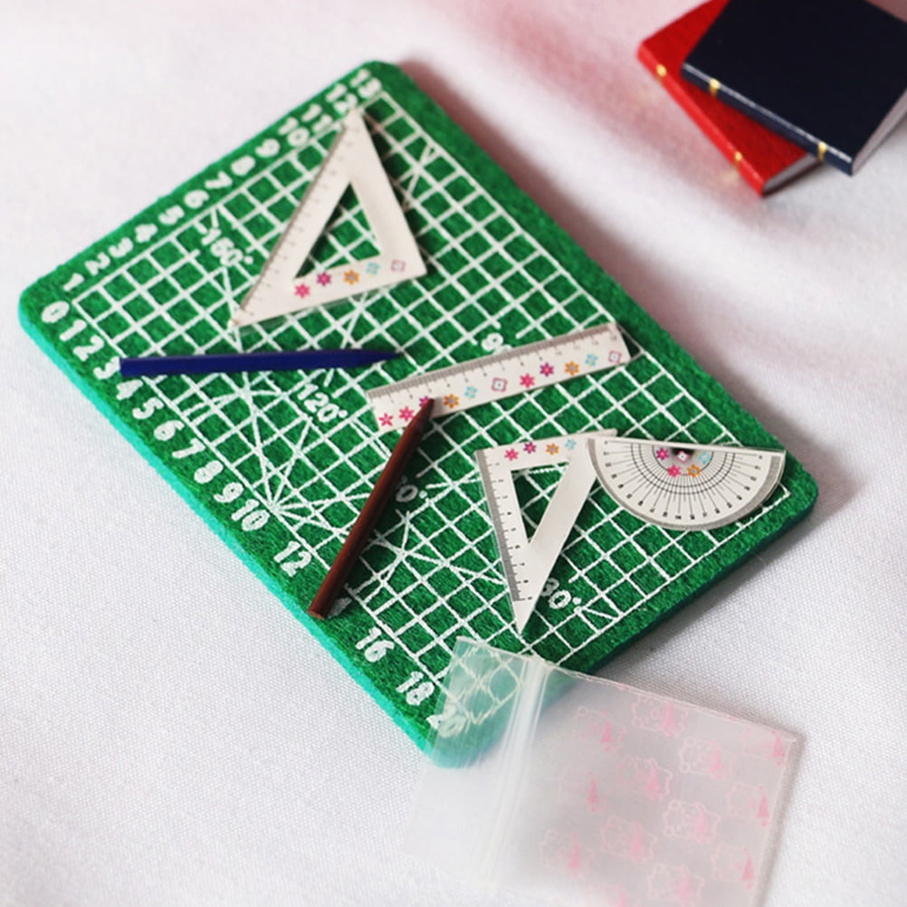 GOOHOCHY 5pcs 1:12/1:6 Scale Mini House Miniature Cutting Mat Ruler Set ...
