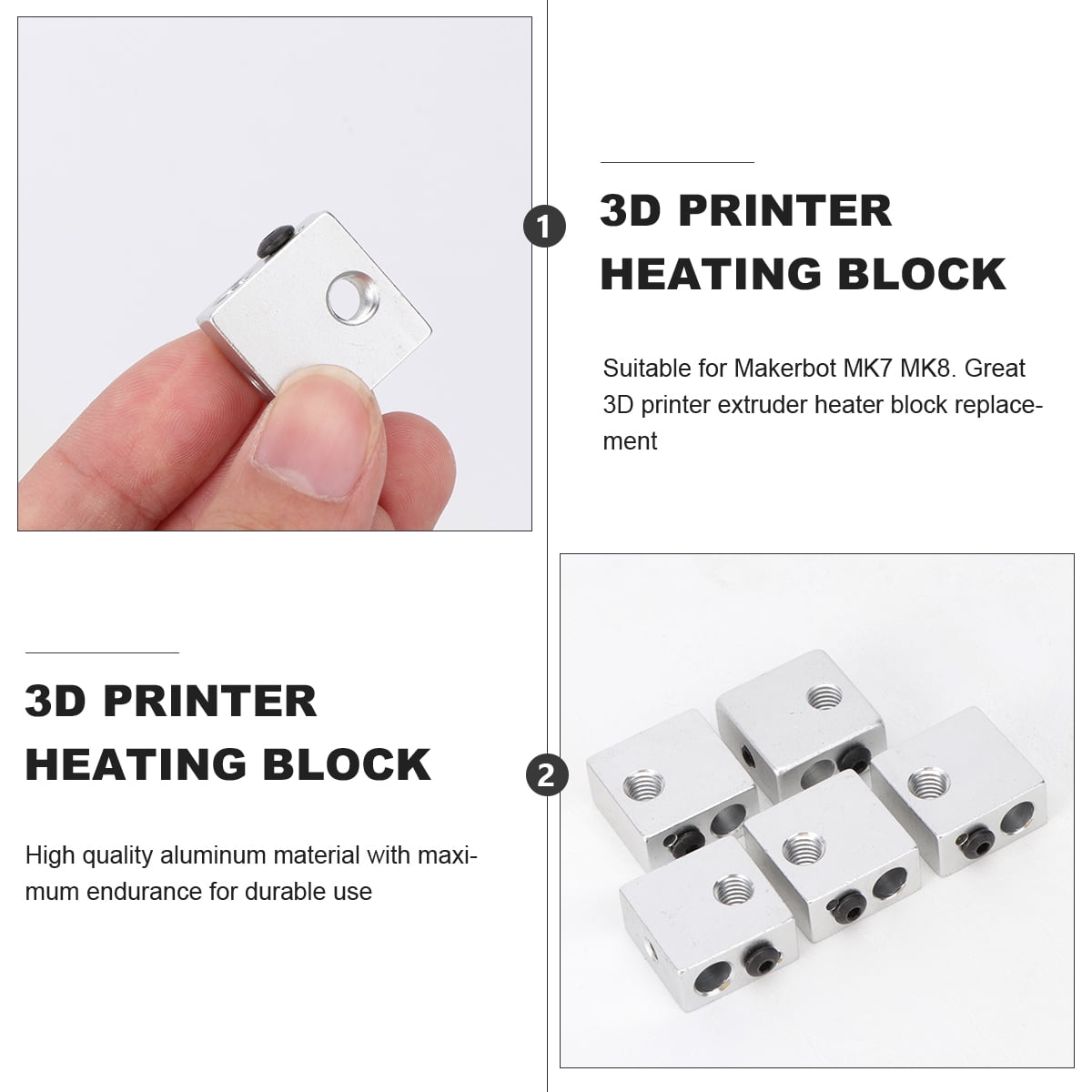 GOOHOCHY 5pcs 3D Printer Aluminum Heater Block for MK7 3D Printer ...