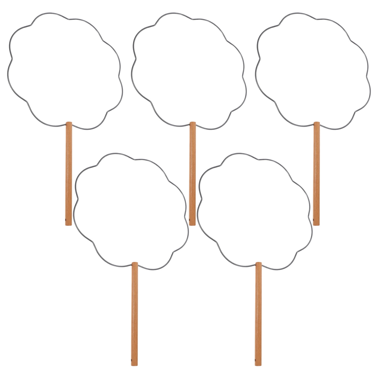 GOOHOCHY 5pcs Handmade Diy Fan Frame With Iron Structure Short Handle ...