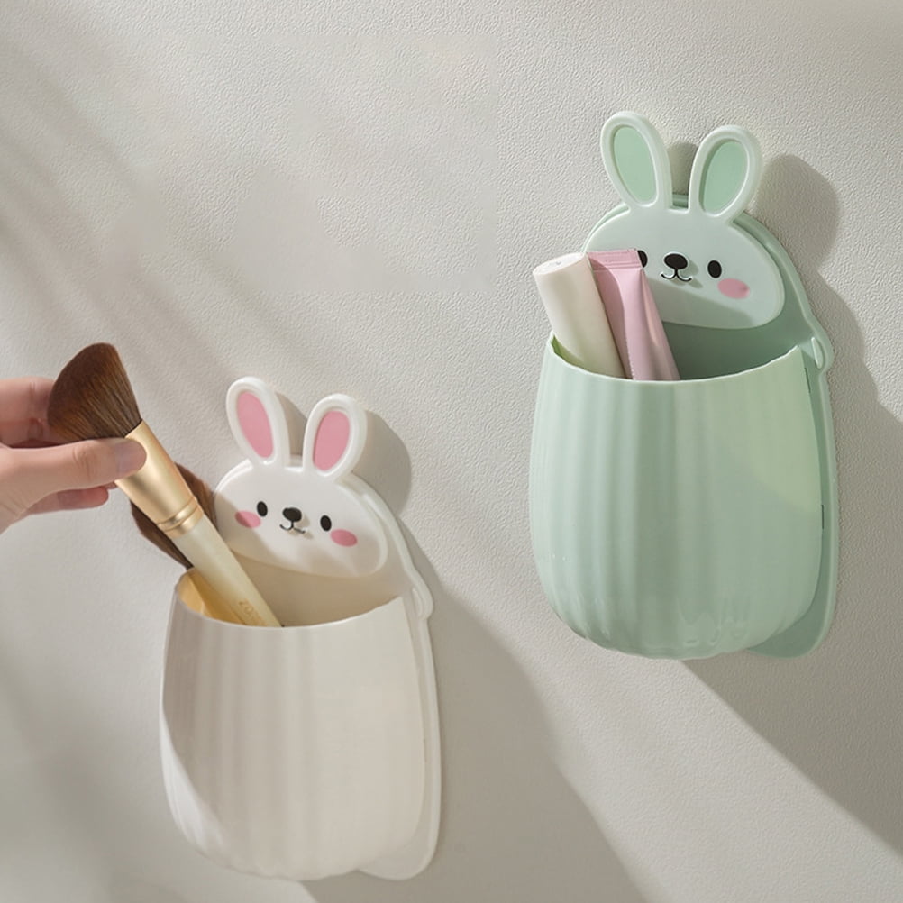GOOHOCHY 5pcs Wall Mount Box Rabbit Shape Wall Pen Holder Plastic ...