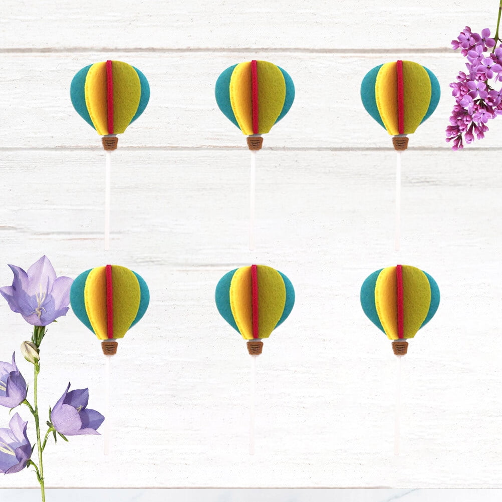 GOOHOCHY 6 PCS Hot Air Balloon Plug-in Cartoon Cake Toppers Baby ...