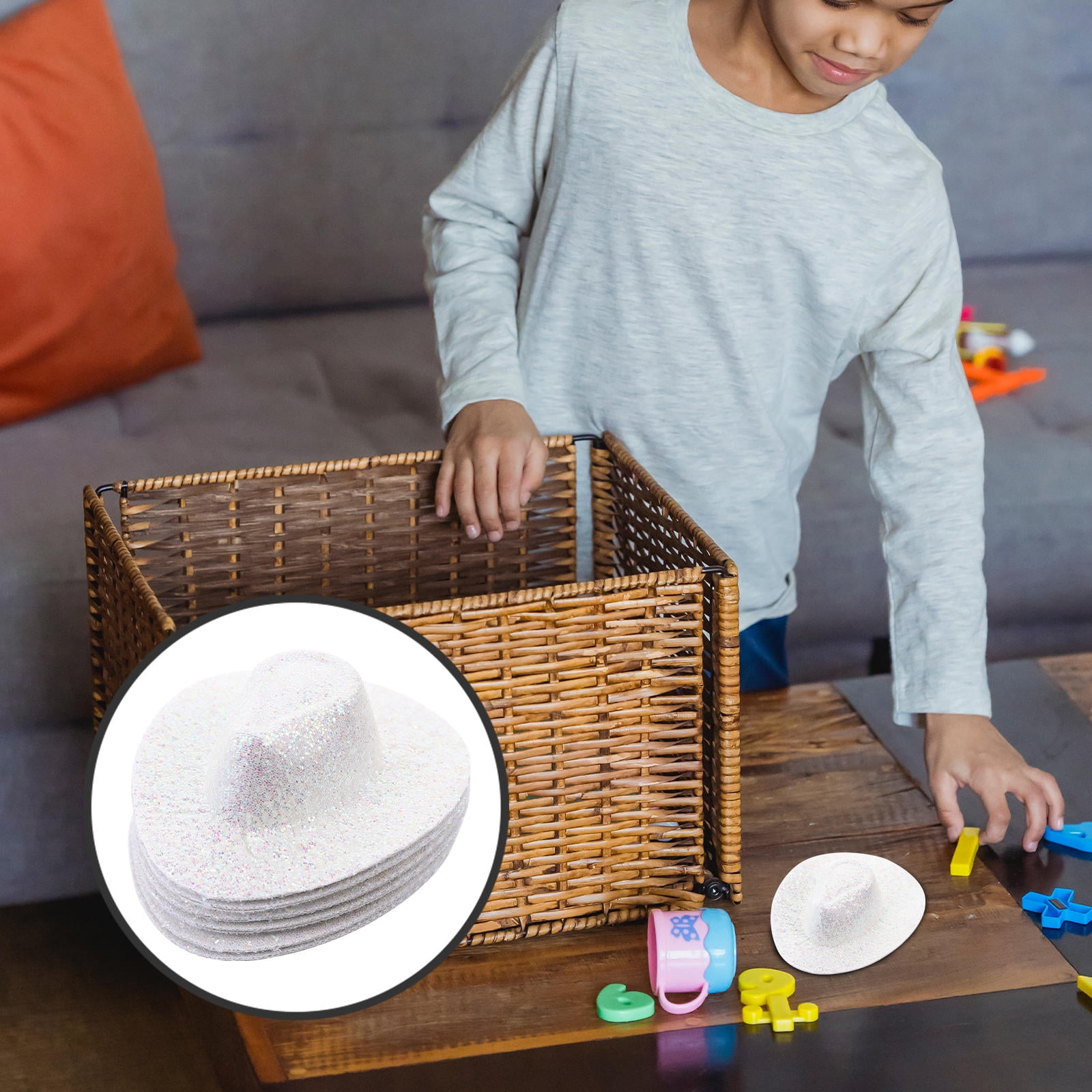 GOOHOCHY 6 Pcs Brim Mini Cowboy Hat Miniature Western Hats Glitter ...