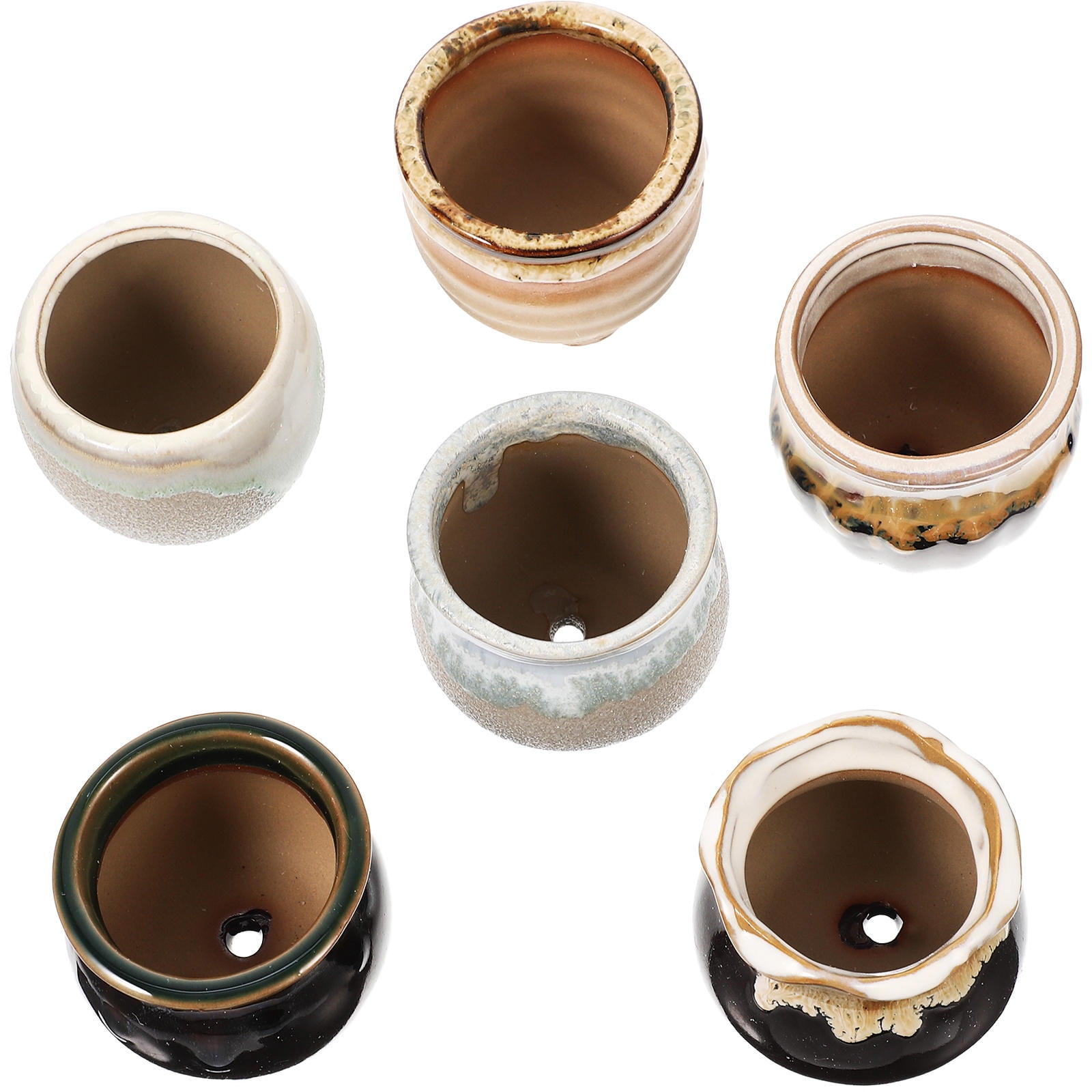 GOOHOCHY 6 Pieces Small Ceramic Pots for Succulents with Drain Holes ...