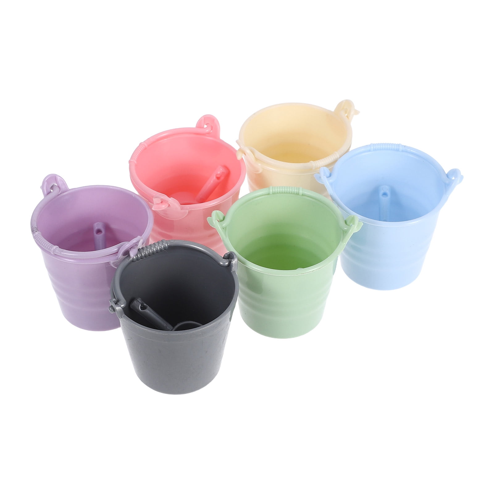 GOOHOCHY 6 Sets Plastic Buckets With Ladles Mini Beach Pail Beach Toy ...