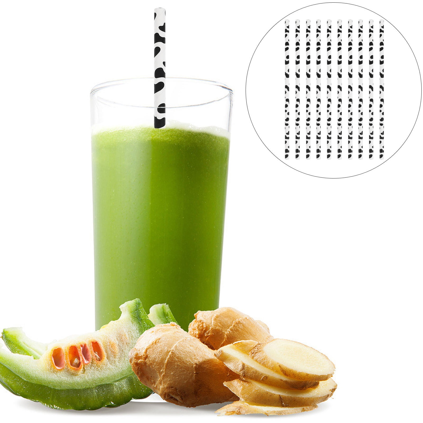 GOOHOCHY 60 Pcs Straw Paper Plastic Straws Disposable Farm Party ...