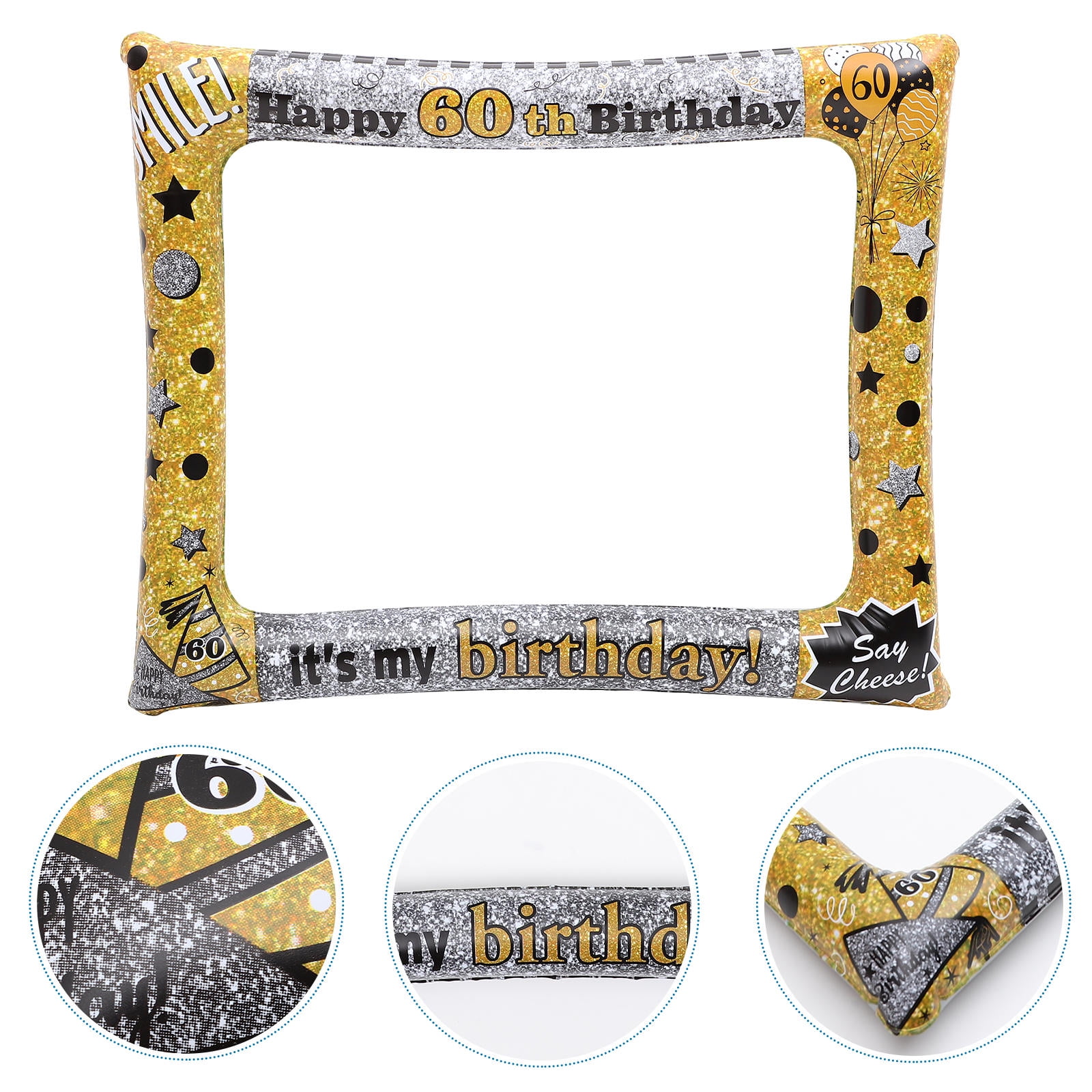 GOOHOCHY 60th Birthday Photo Frame Selfie Booth Frames Inflatable Props ...