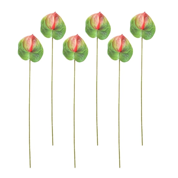 GOOHOCHY 6Pcs Realistic Green Artificial Anthurium Flowers for Table ...