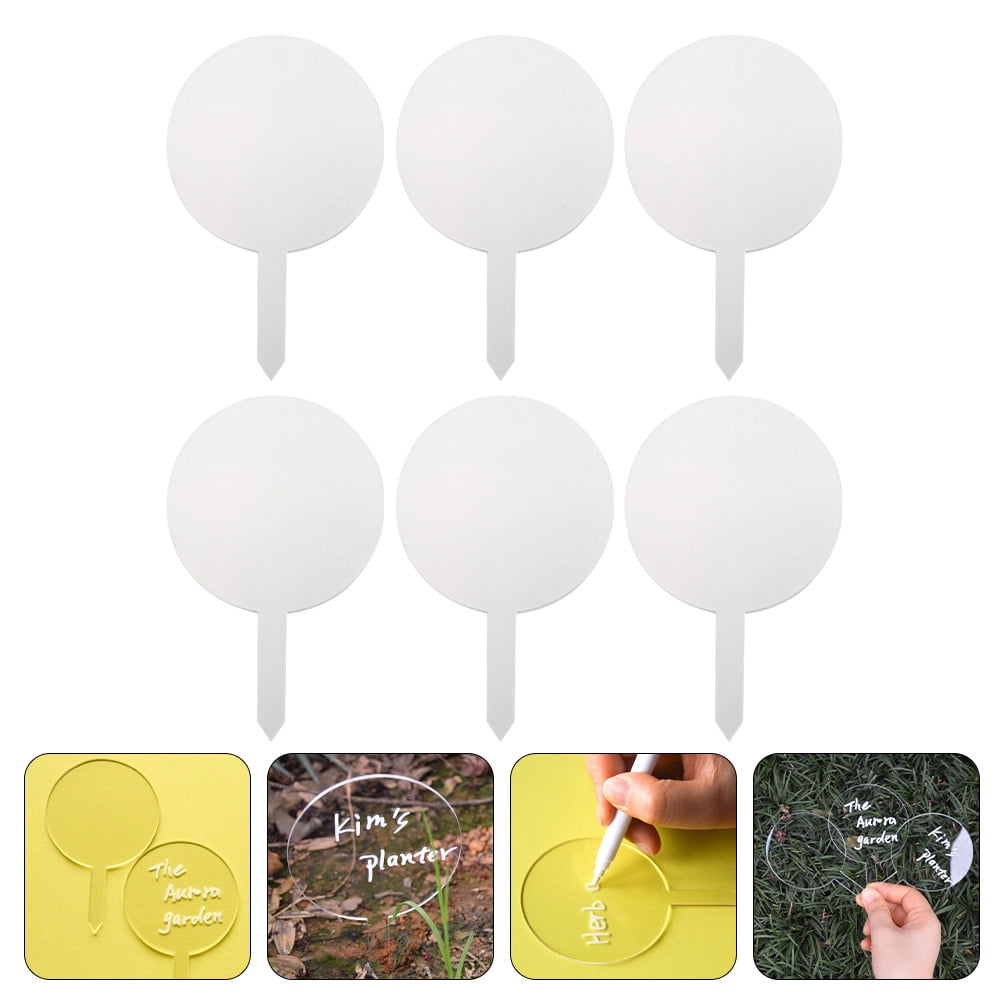 GOOHOCHY 6Pcs Transparent and White Acrylic Plant Markers for Garden ...