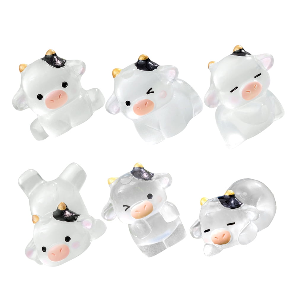 GOOHOCHY 6pcs Mini Cow Figurines Portable Small Statues for Mini Garden ...