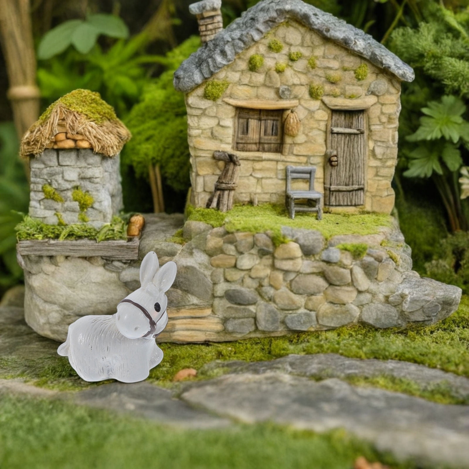 GOOHOCHY 6pcs Moss Micro Landscape Resin Donkey Figurines Miniature ...