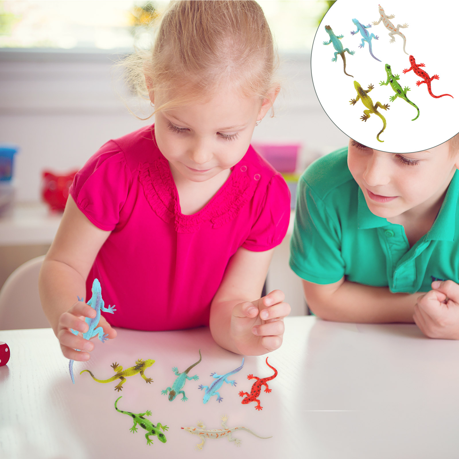 GOOHOCHY 6pcs Realistic Gecko Puppet Toys for Kids in Assorted Colors ...