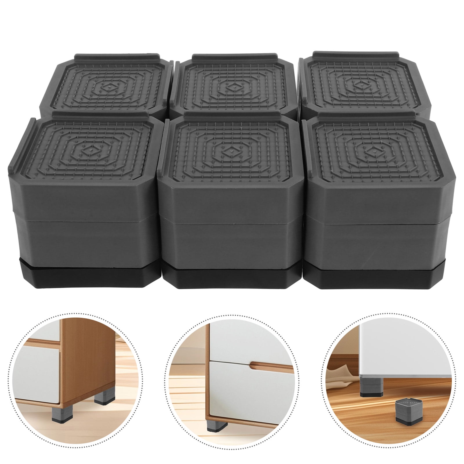 GOOHOCHY 6pcs Table Leg Risers Washer Dryer Pedestal Vibration Mat ...