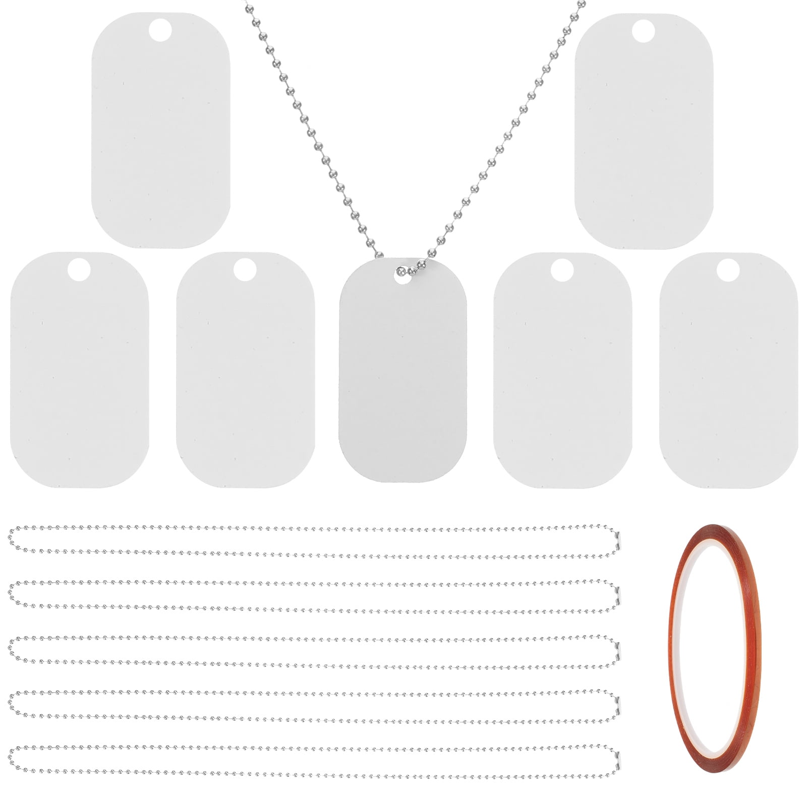 GOOHOCHY 7 Sets Small Dog Tag for Office Display Diy Key Chains Silver ...
