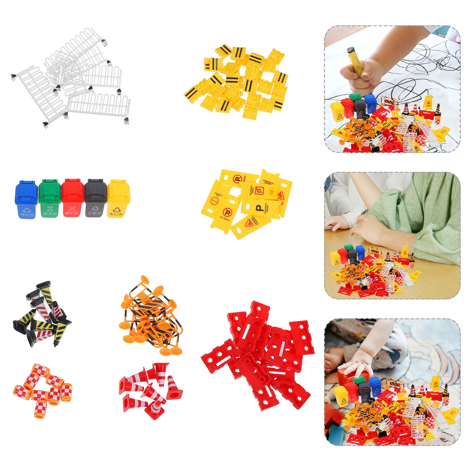 GOOHOCHY 75pcs Kids Traffic Signs and Cones Playset Miniature Road ...