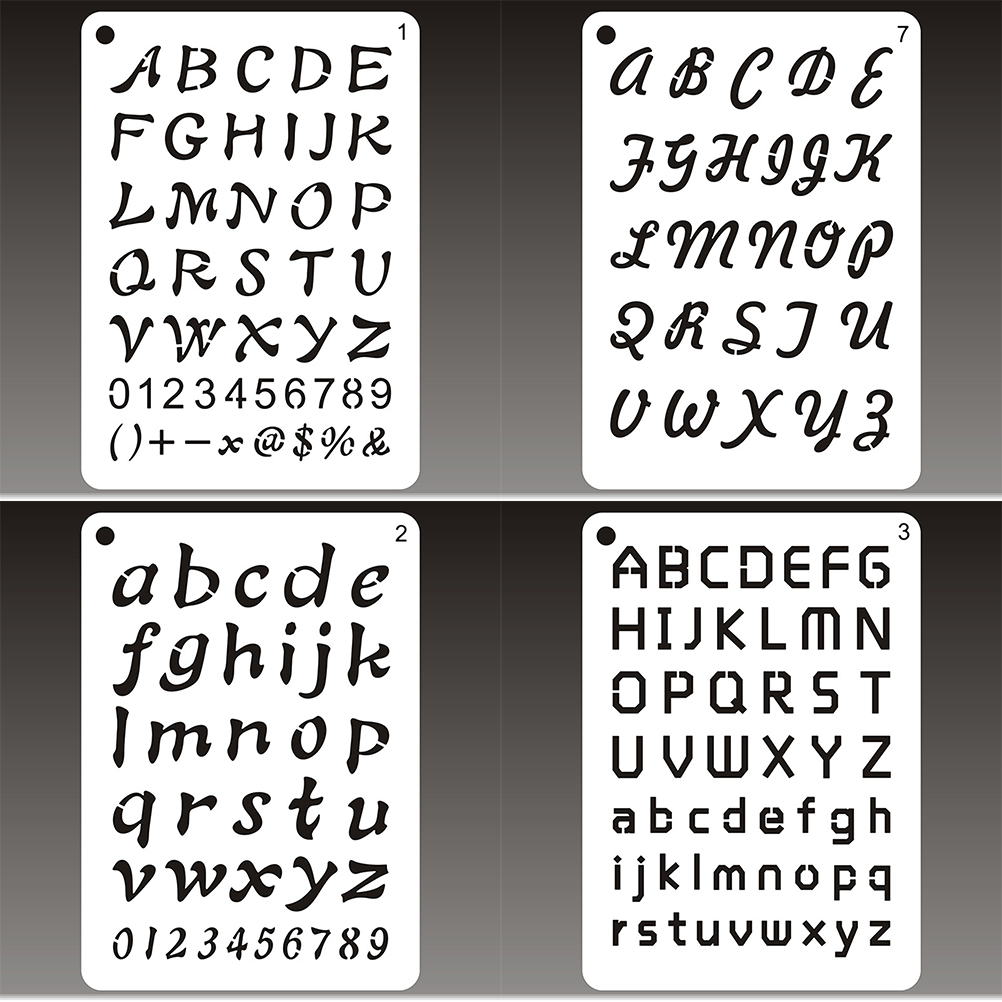 GOOHOCHY 8 PCS Drawing Ruler Template Letter Painting Cursive Stencils ...