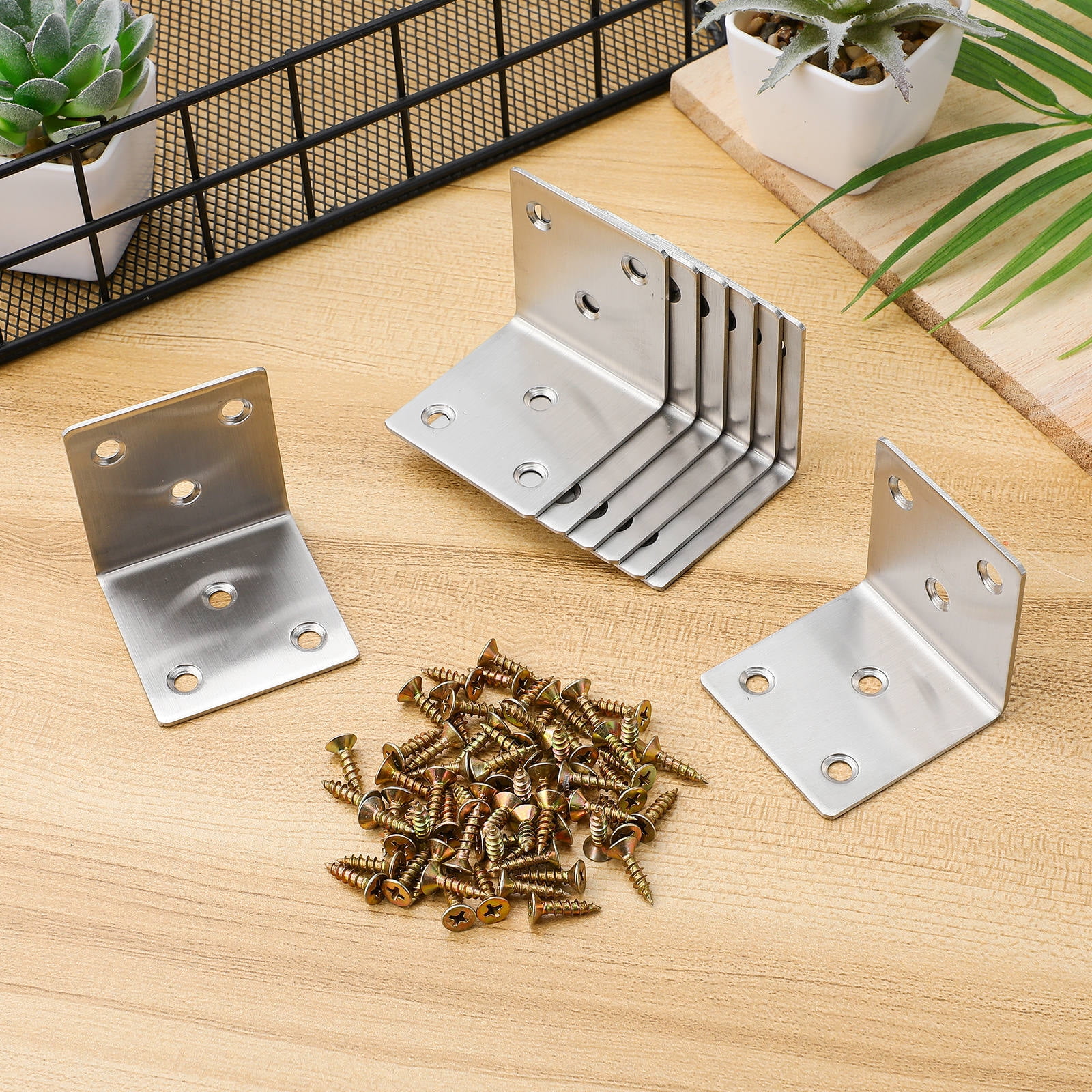 GOOHOCHY 8 Pcs Metal Corner Braces Stainless Steel Corner Braces ...