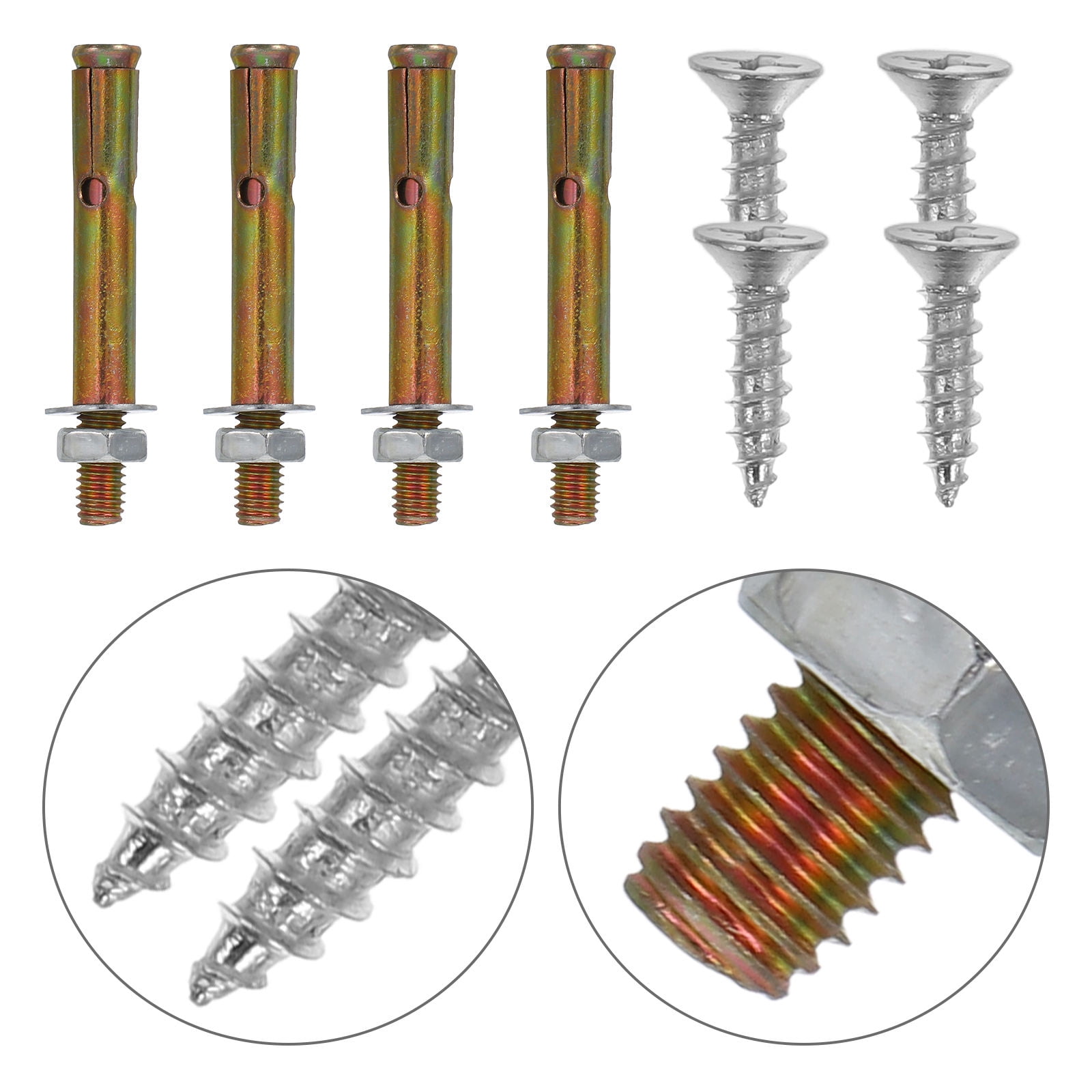 GOOHOCHY 8pcs Carbon Steel Antiskid Sleeve Anchor Zinc Plated Non-Slip ...