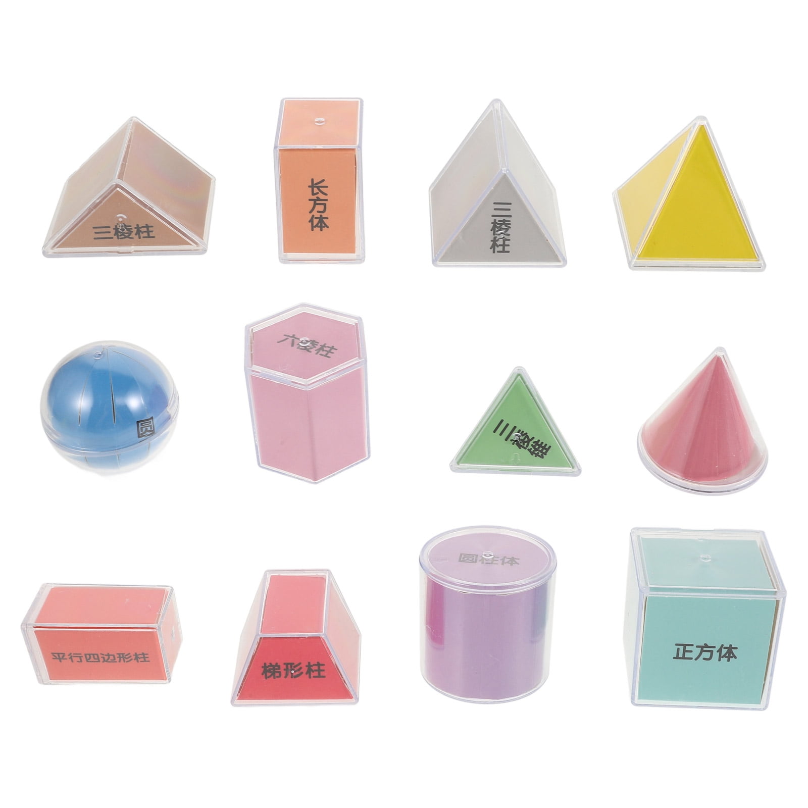 GOOHOCHY 8pcs Plastic Geometric Solids for Volume Measurement 3D Shapes ...