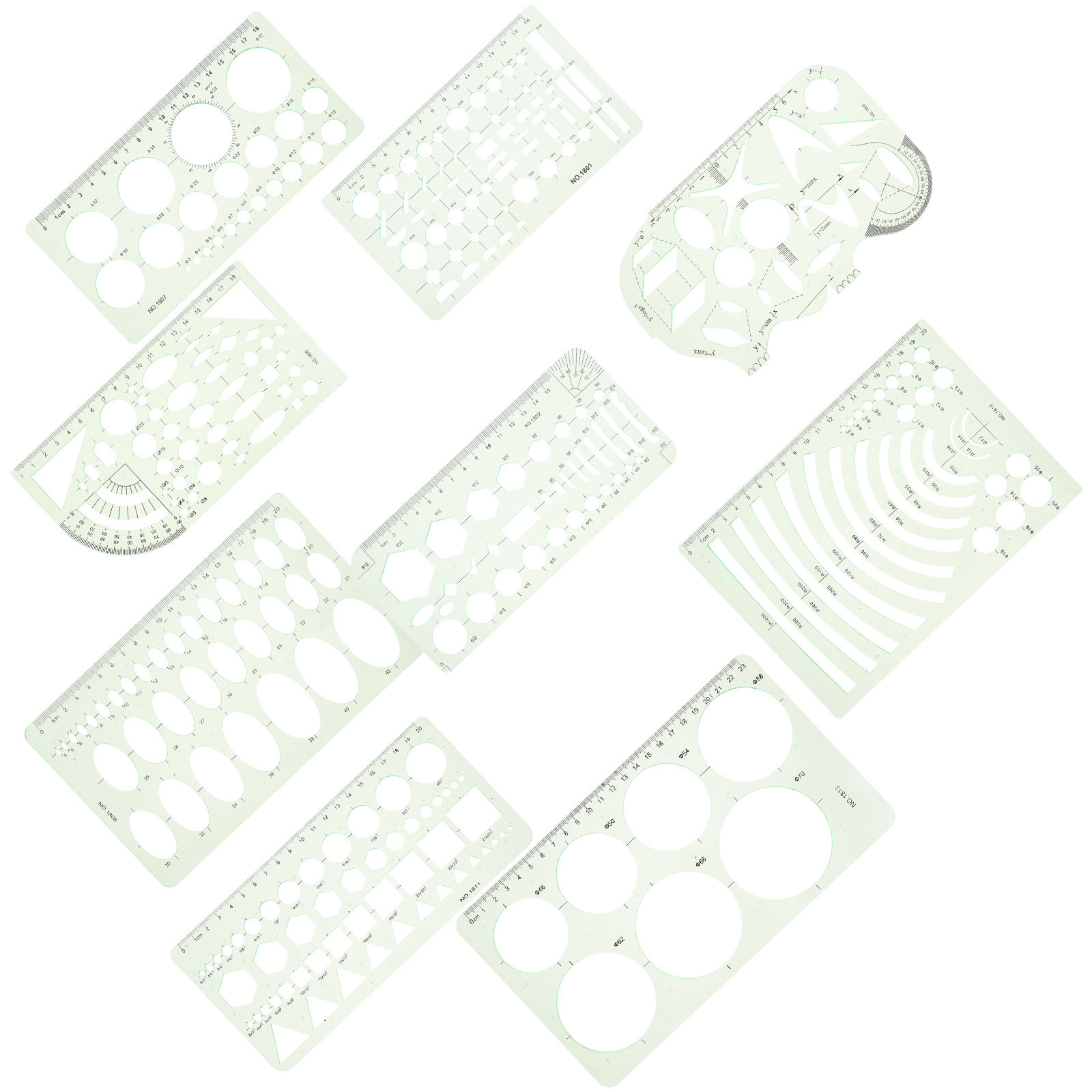 GOOHOCHY 9Pcs Plastic Stencils for Painting Geometric Drawing Templates ...